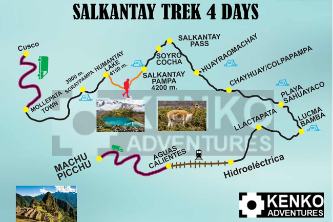 Salkantay 4 Days Map | Kenko Adventures